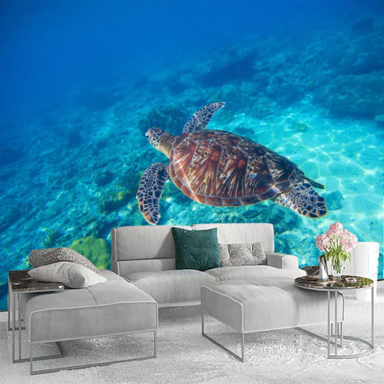 GetUSCart- ATTAFE Tropical Wild Green Turtle 3D Mural Wallpaper ...