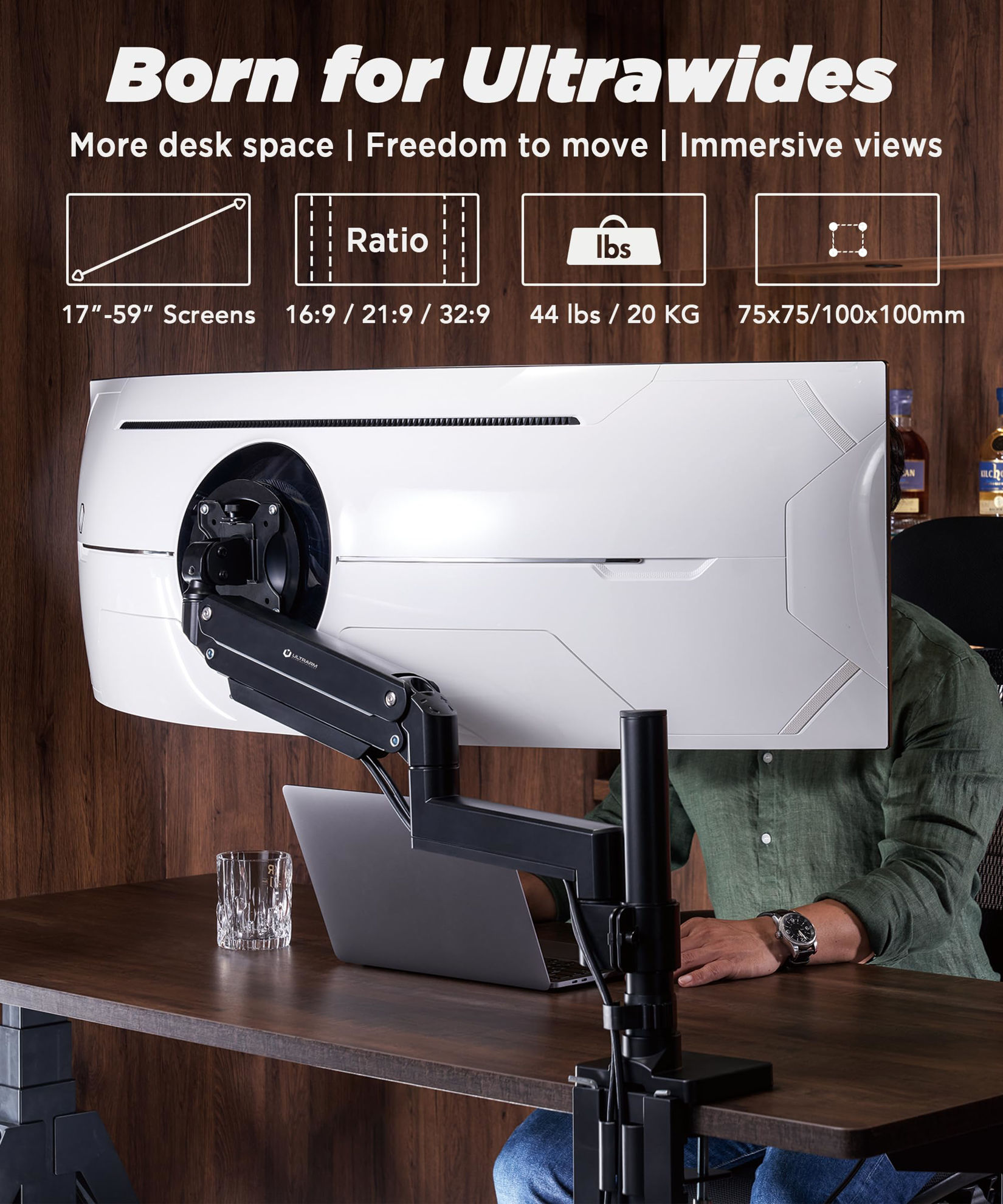 GetUSCart- ULTRARM Heavy Duty Monitor Arm for Ultrawide Monitors up to ...