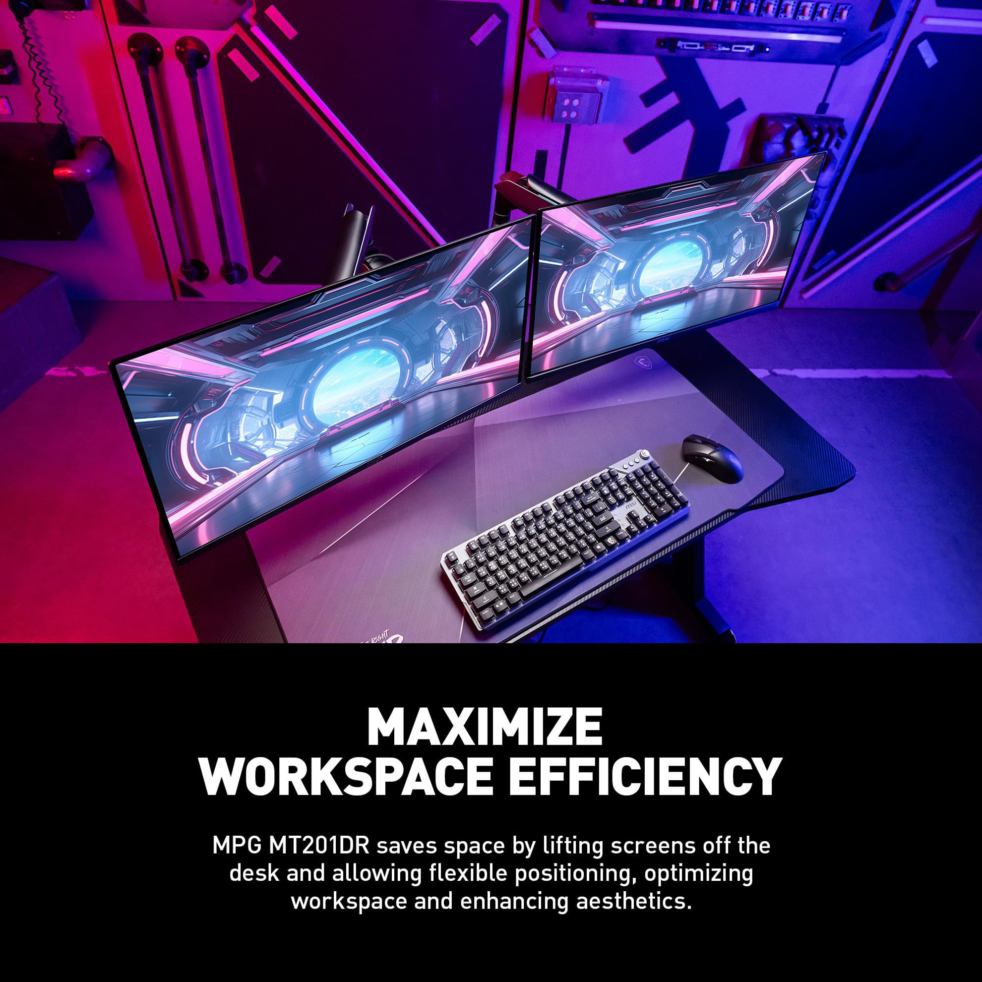 GetUSCart- MSI MPG MT201DR - Premium RGB Dual Monitor Stand Arms, 17-35" Support, VESA ...