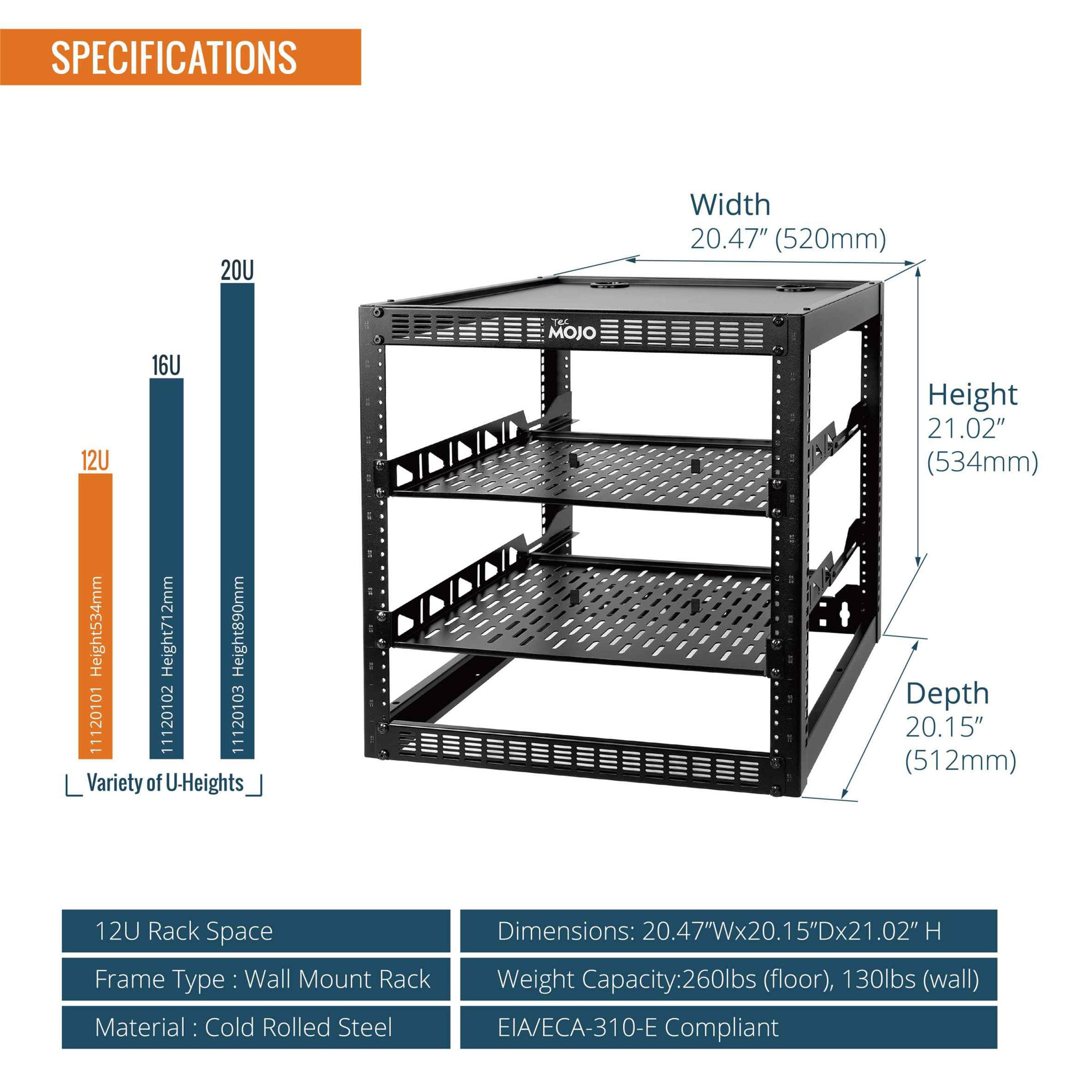 GetUSCart- Tecmojo12U Open Frame Network Rack for Servers & AV Gear ...