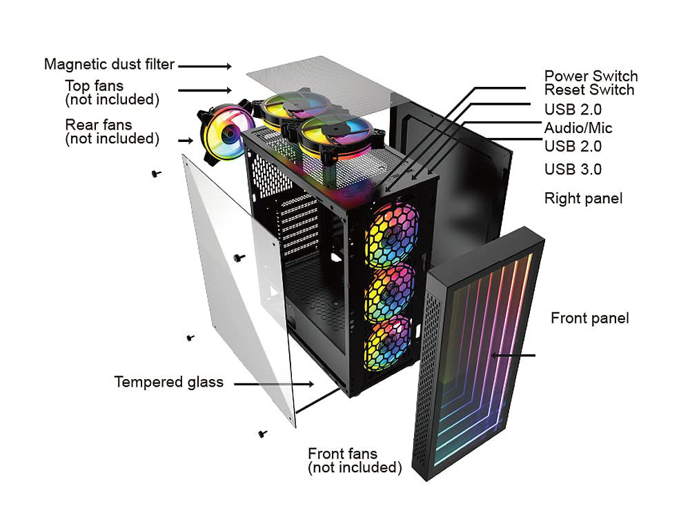 GetUSCart- Bgears b-Optillusion Gaming PC ATX case, Special Optical ...