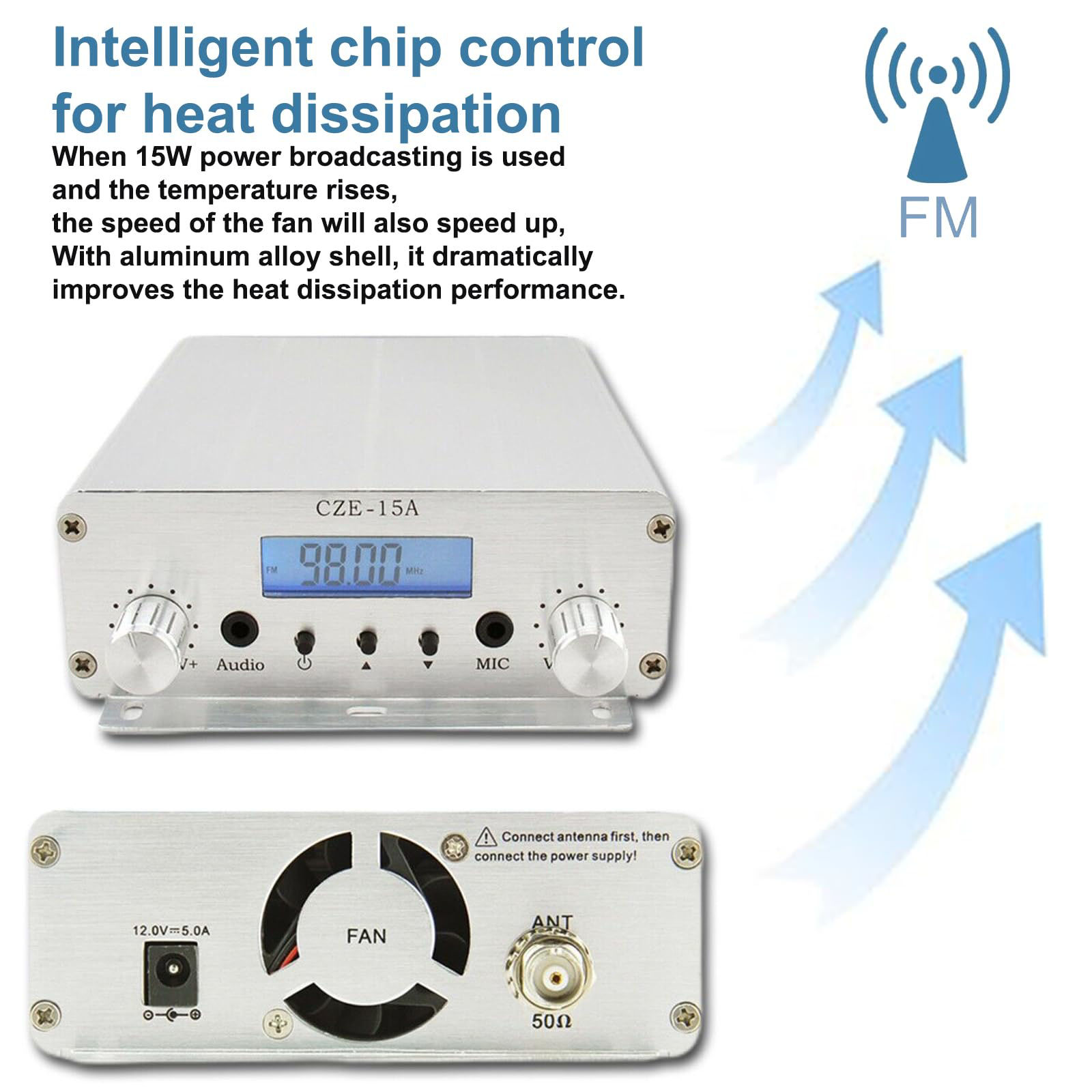 GetUSCart- FM Transmitter,15W FM Radio Broadcast Transmitter for Church ...