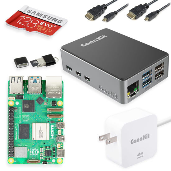 GetUSCart- CanaKit Raspberry Pi 5 Starter Kit PRO - Aluminum (128GB ...