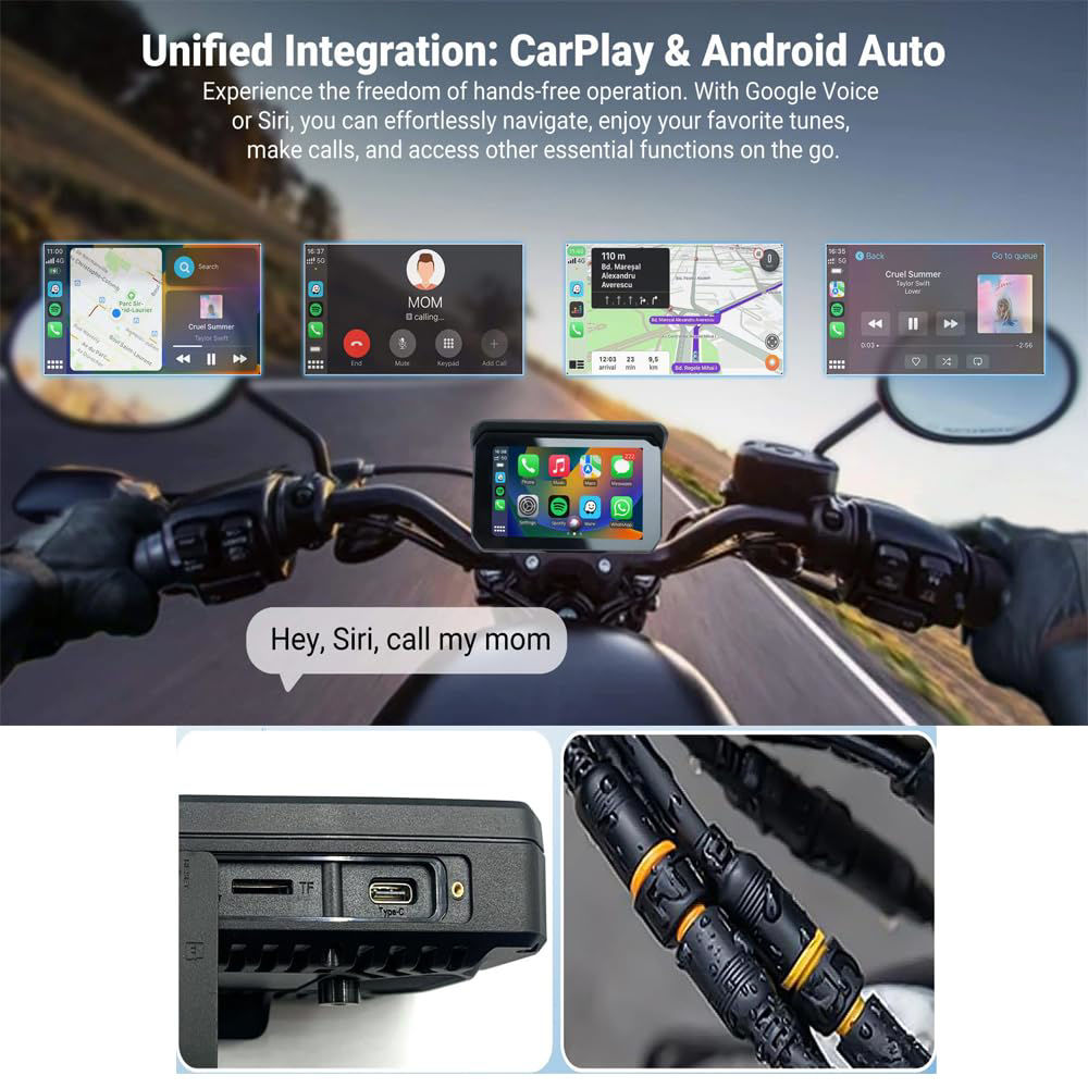 GetUSCart- Motorcycle Carplay and Android Auto Waterproof 5-inch Touch ...