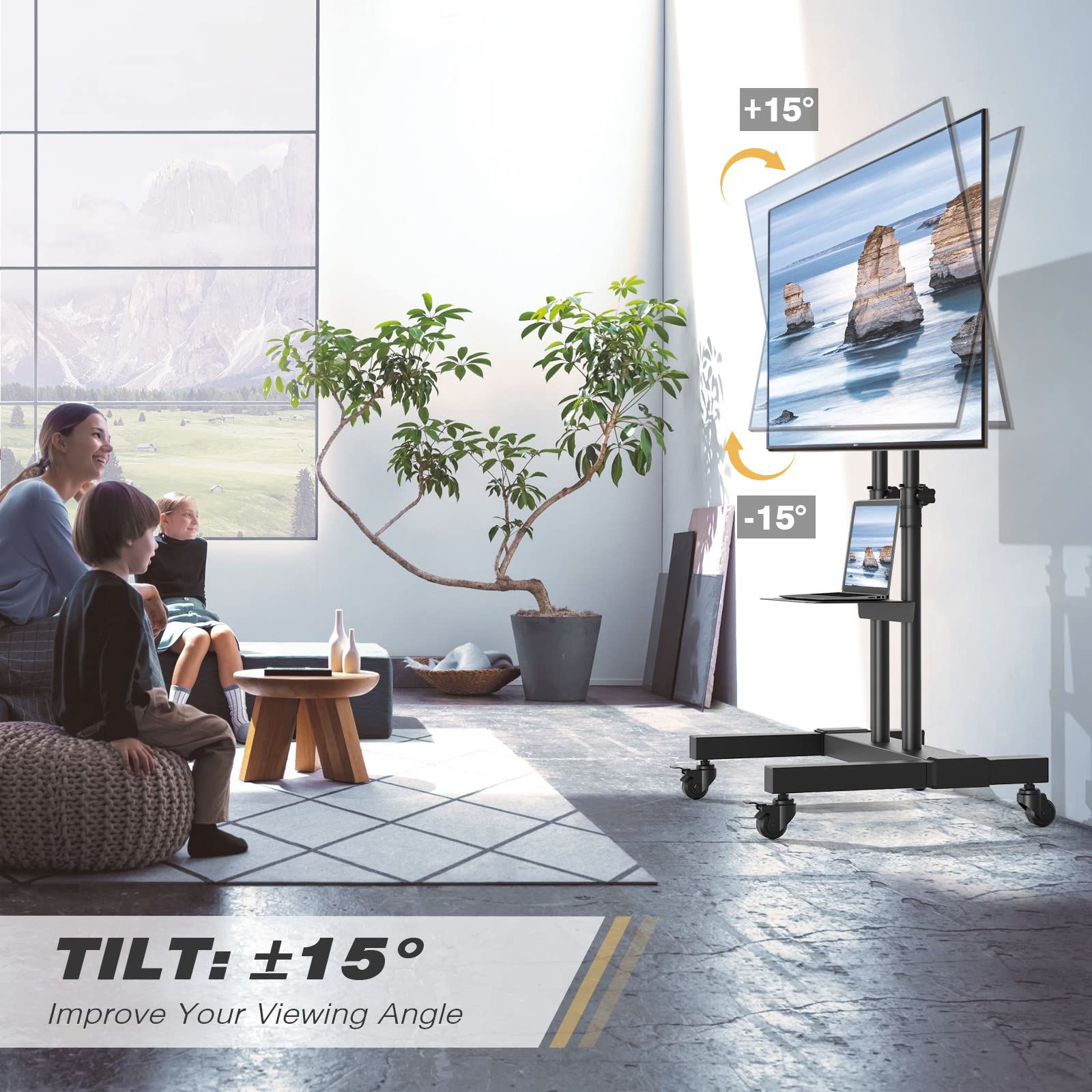 GetUSCart- TAVR Furniture Mobile TV Stand Rolling TV Cart Floor Stand ...