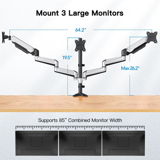 GetUSCart- HUANUO Triple Monitor Stand - Full Motion Articulating Gas ...