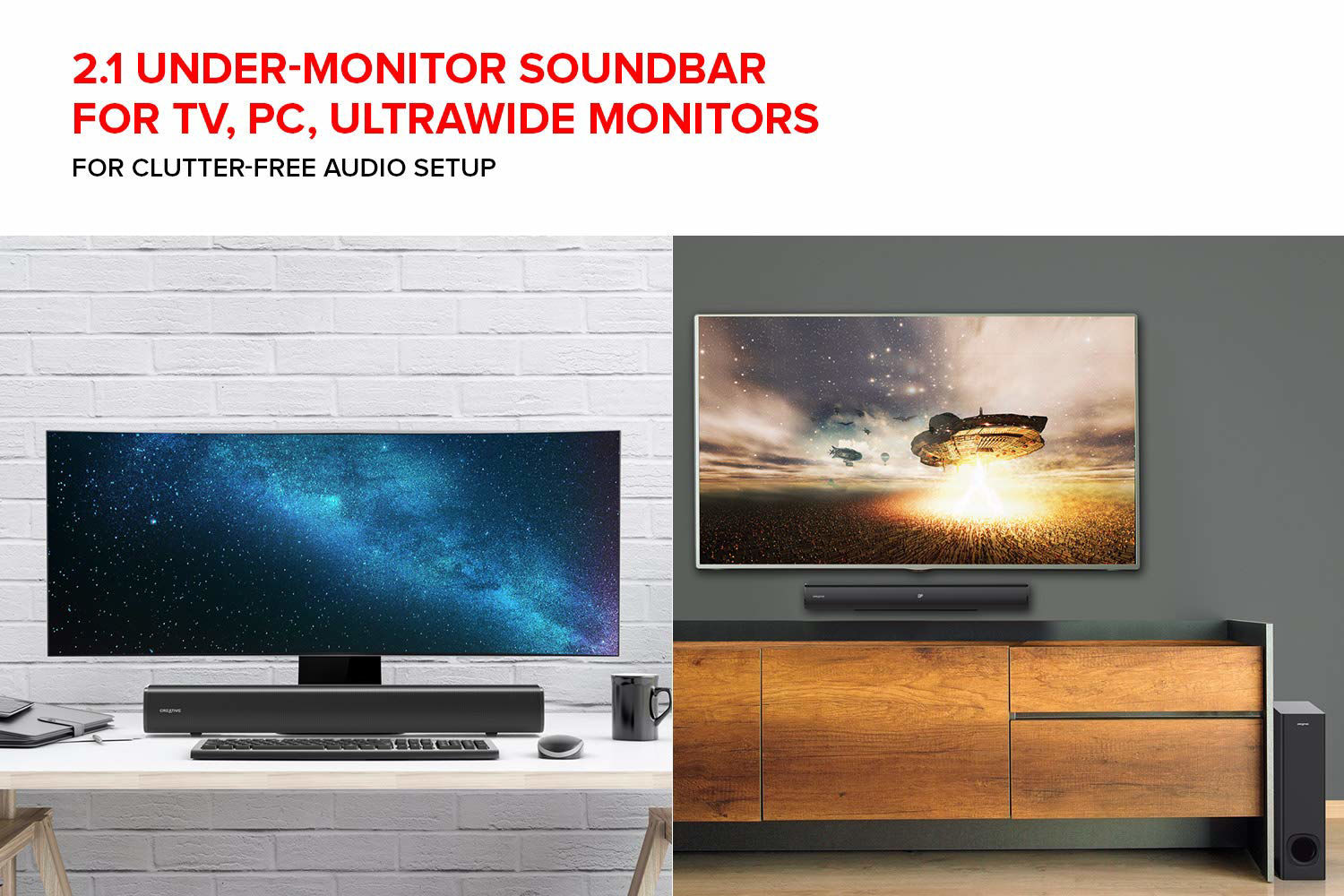 GetUSCart- Creative Stage 2.1 Channel Under-Monitor Soundbar with ...