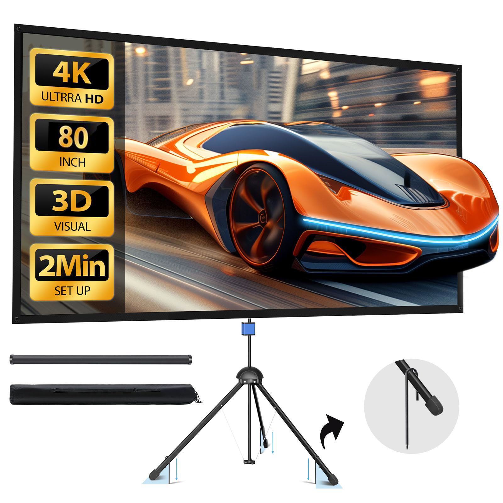 GetUSCart- Projector Screen with Stand 100 inch Indoor Outdoor ...