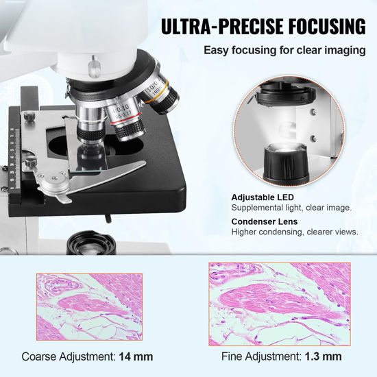 GetUSCart- VEVOR Binocular Compound Microscope, 40X-2500X Magnification, Binocular Compound Lab ...