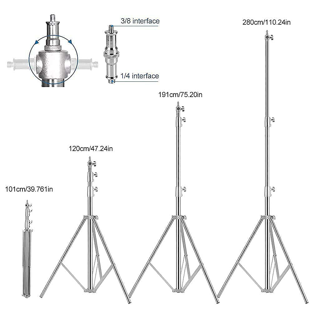 GetUSCart- Stainless Steel Video Lighting Stands, Spring Cushioned ...