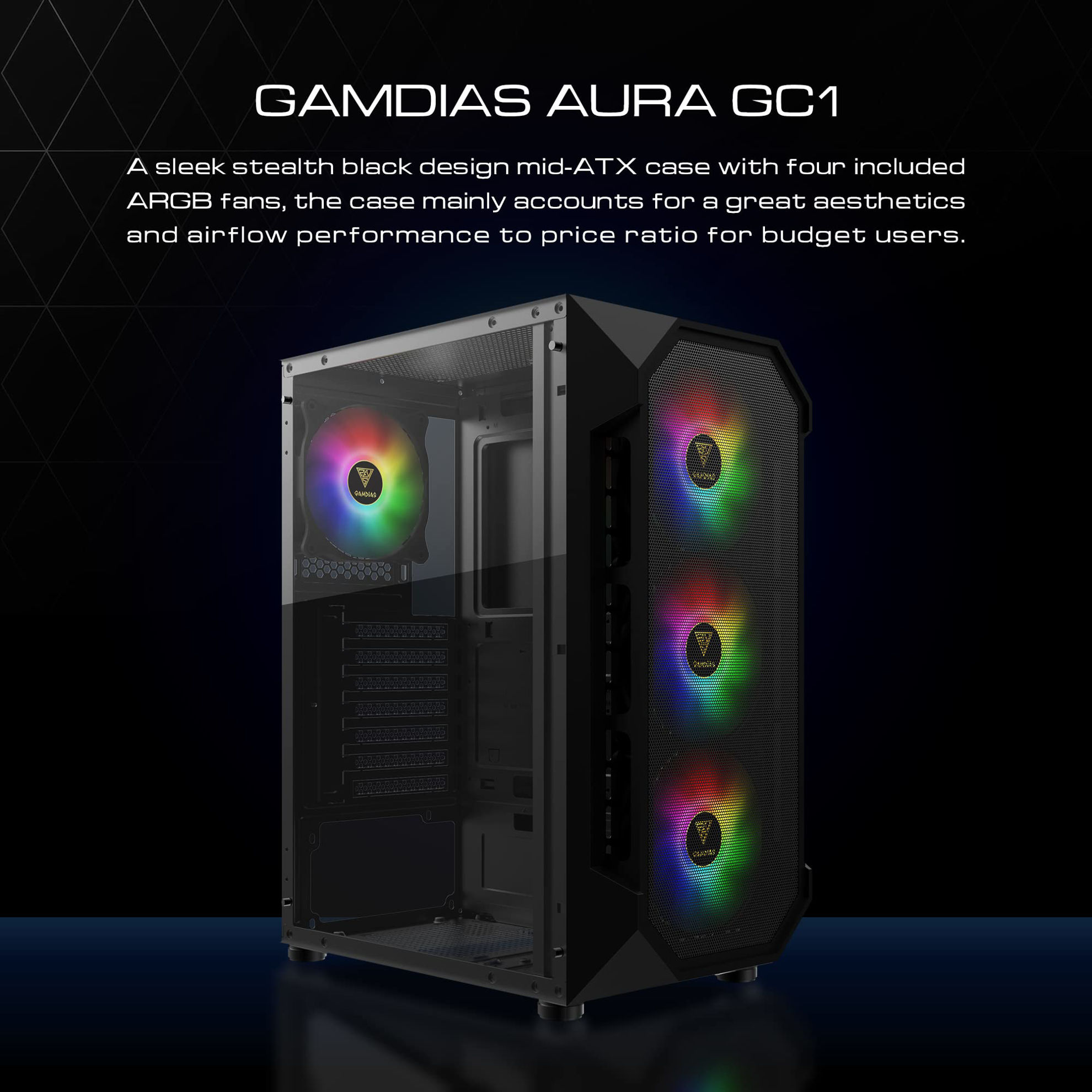 GetUSCart- GAMDIAS ATX Mid Tower Gaming Computer PC Case with Side ...