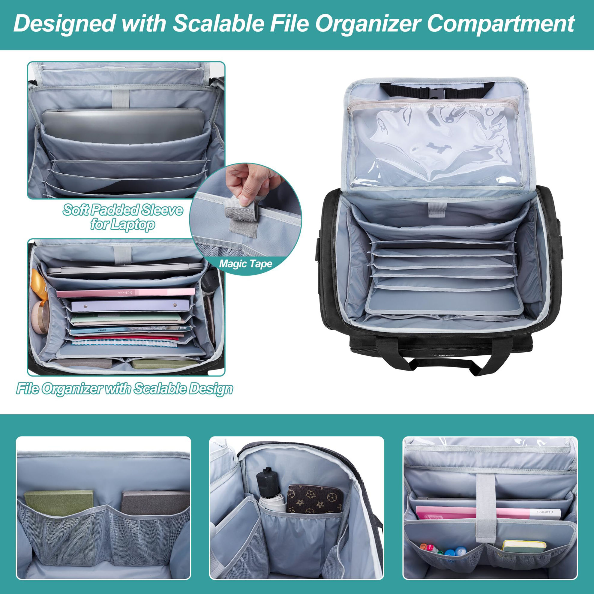GetUSCart- CURMIO Rolling Teacher Bag with Scalable File Organizer ...