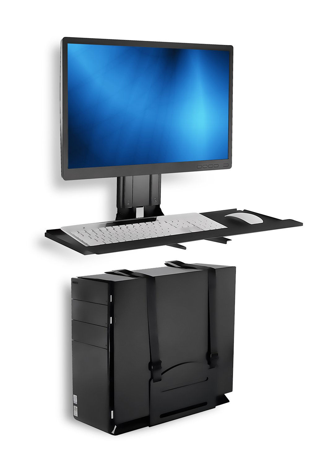 GetUSCart- Mount-It! Monitor and Keyboard Wall Mount with CPU Holder ...