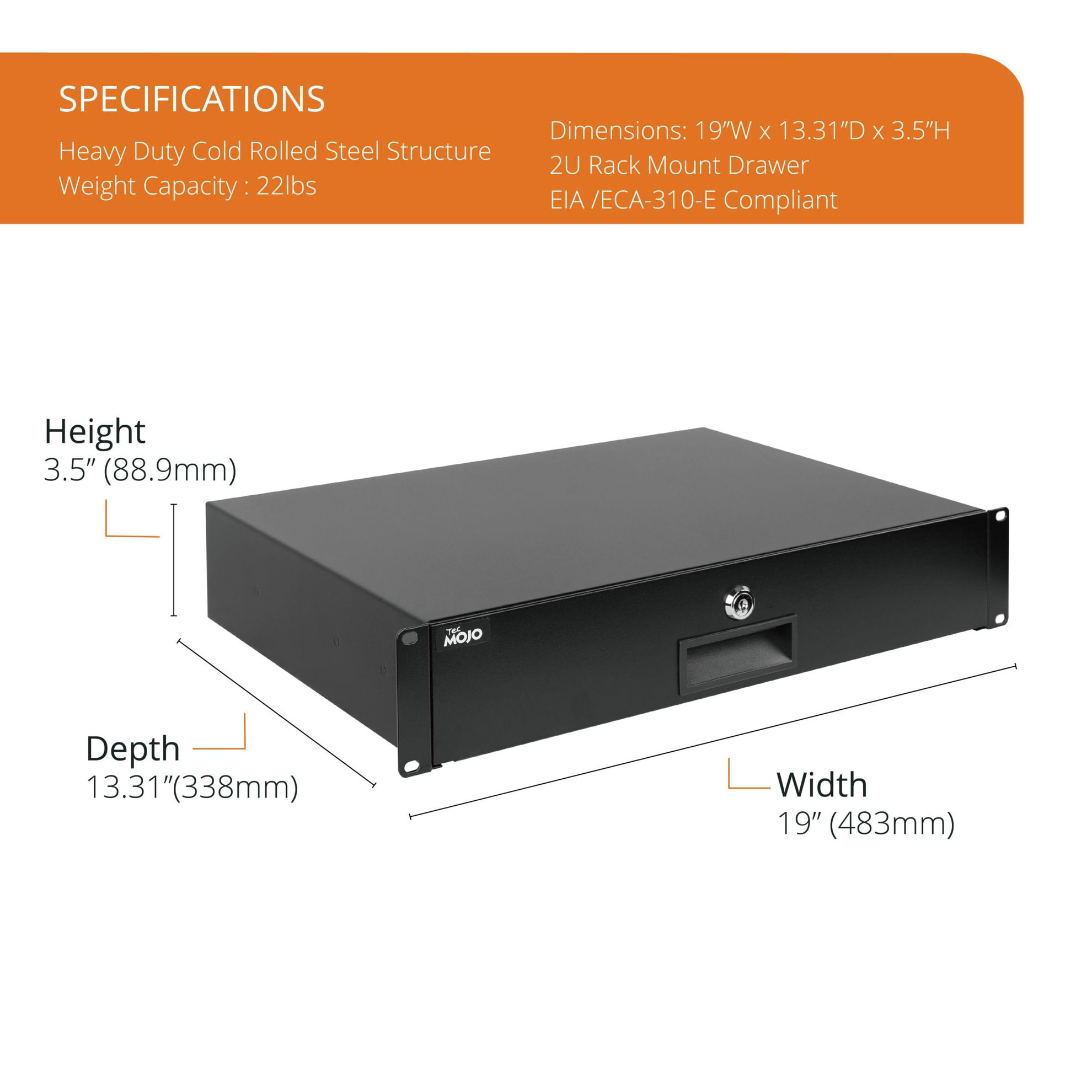 GetUSCart- Tecmojo 2U Rack Drawer,Rack Mount Drawer for 19in Network ...