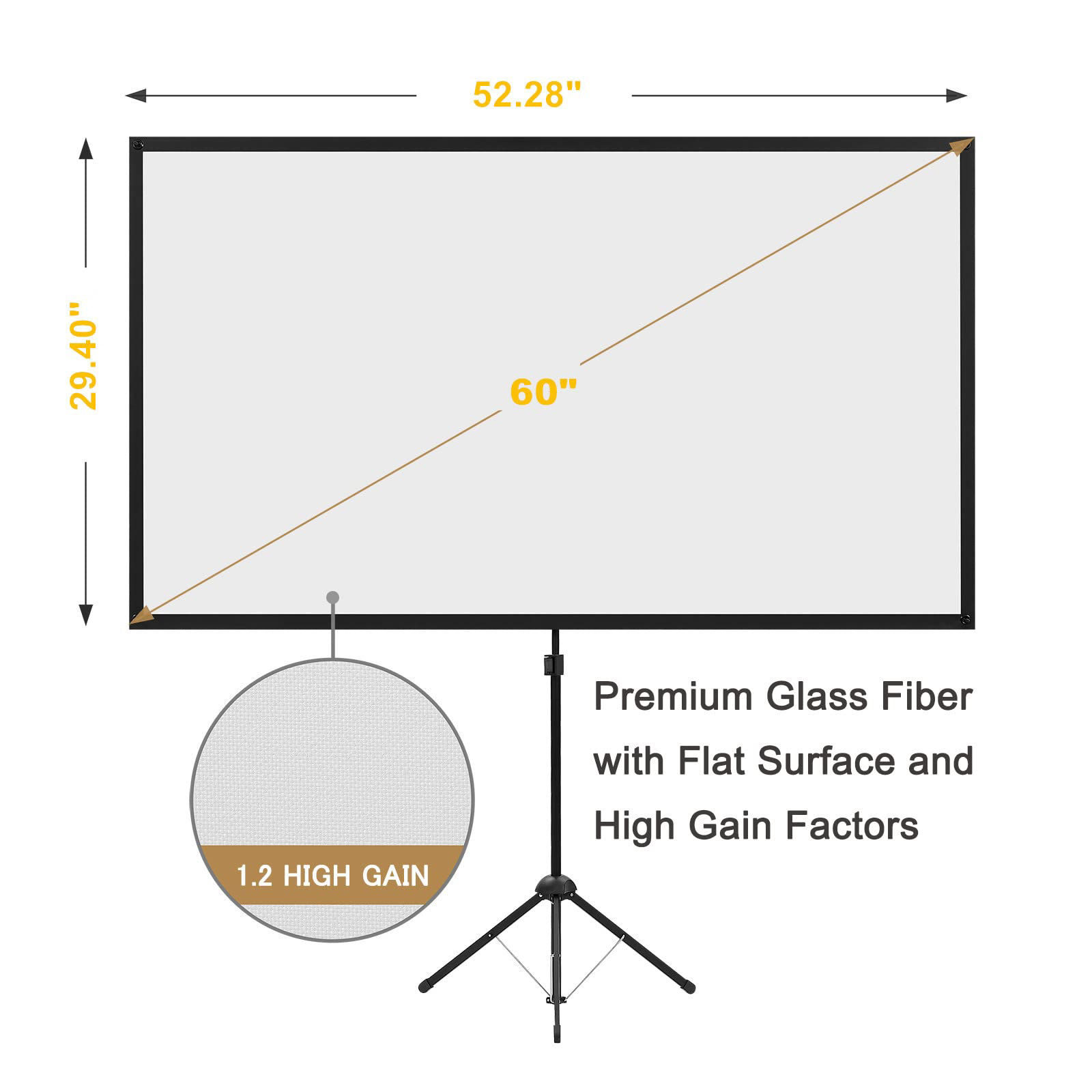 GetUSCart- Projector Screen with Stand, 60 Inch Outdoor Projector ...