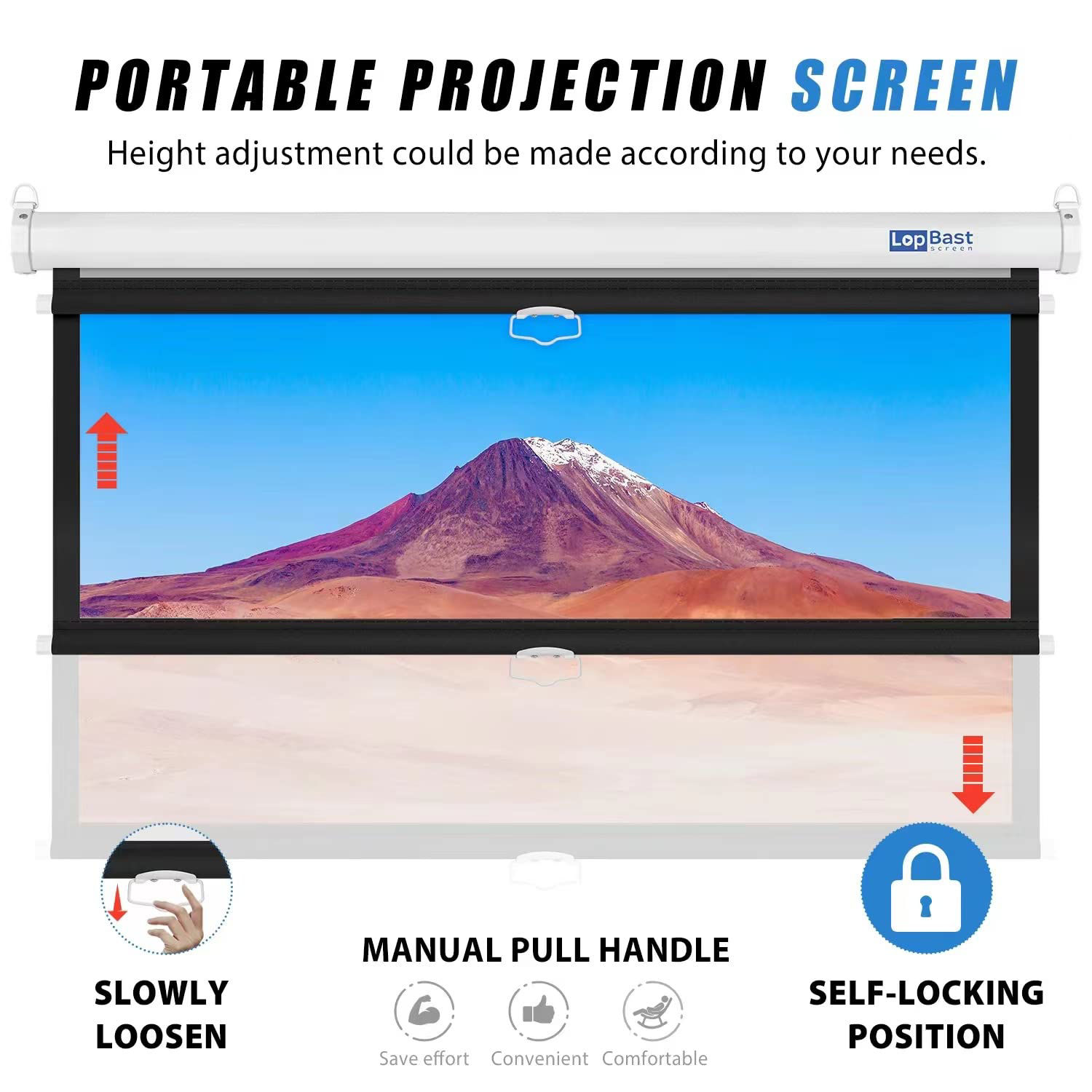 GetUSCart- LopBast Screen 100INCH Manual Pull Down White Projector ...