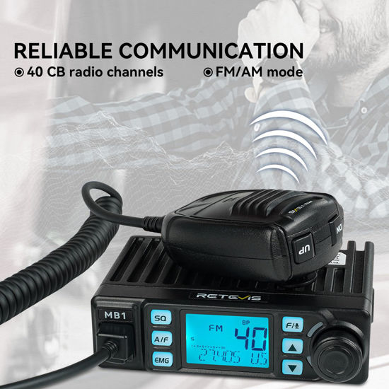 GetUSCart- Retevis MB1 AM/FM CB Radio, 40 CH CB Mobile Radio with 45 ...