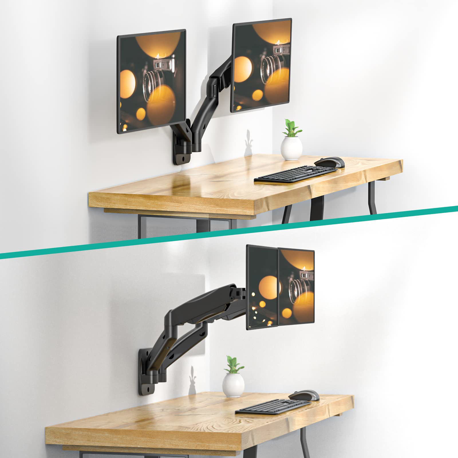 GetUSCart- WALI Dual Monitor Wall Mount, Gas Spring Monitor Arm for 2 ...