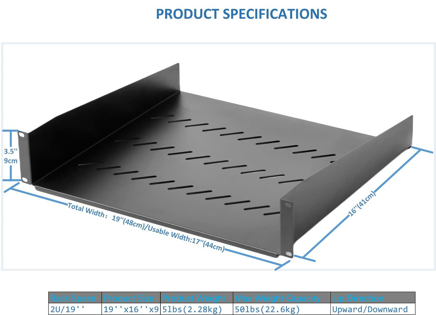GetUSCart- 2U Server Rack Shelf Rack Mount Tray 16" Deep for 19 ...