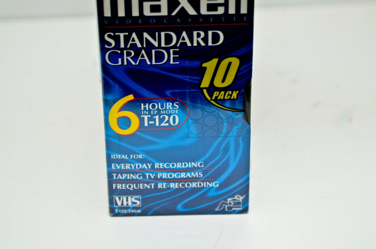 GetUSCart- Maxell 10pk VHS Cassette Standard Grade T-120, 6 Hour - 10 Pack