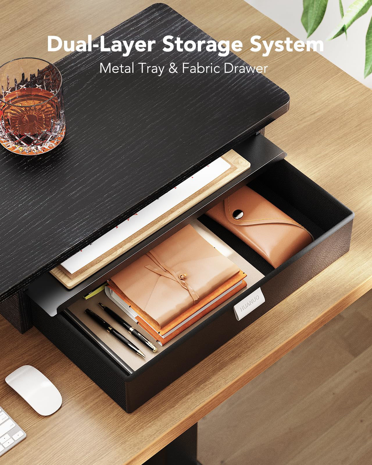 GetUSCart- HUANUO Ergonomic Dual Monitor Stand Riser with Steel Tray ...