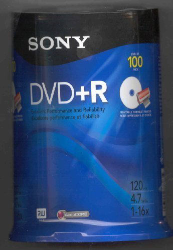 GetUSCart- Sony DVD+R 4.7 GB Printable Recordable DVD's - 100 Disc ...