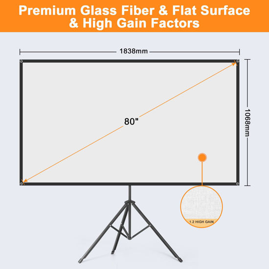 GetUSCart- Projector Screen with Stand, 80 Inch Portable Projector ...