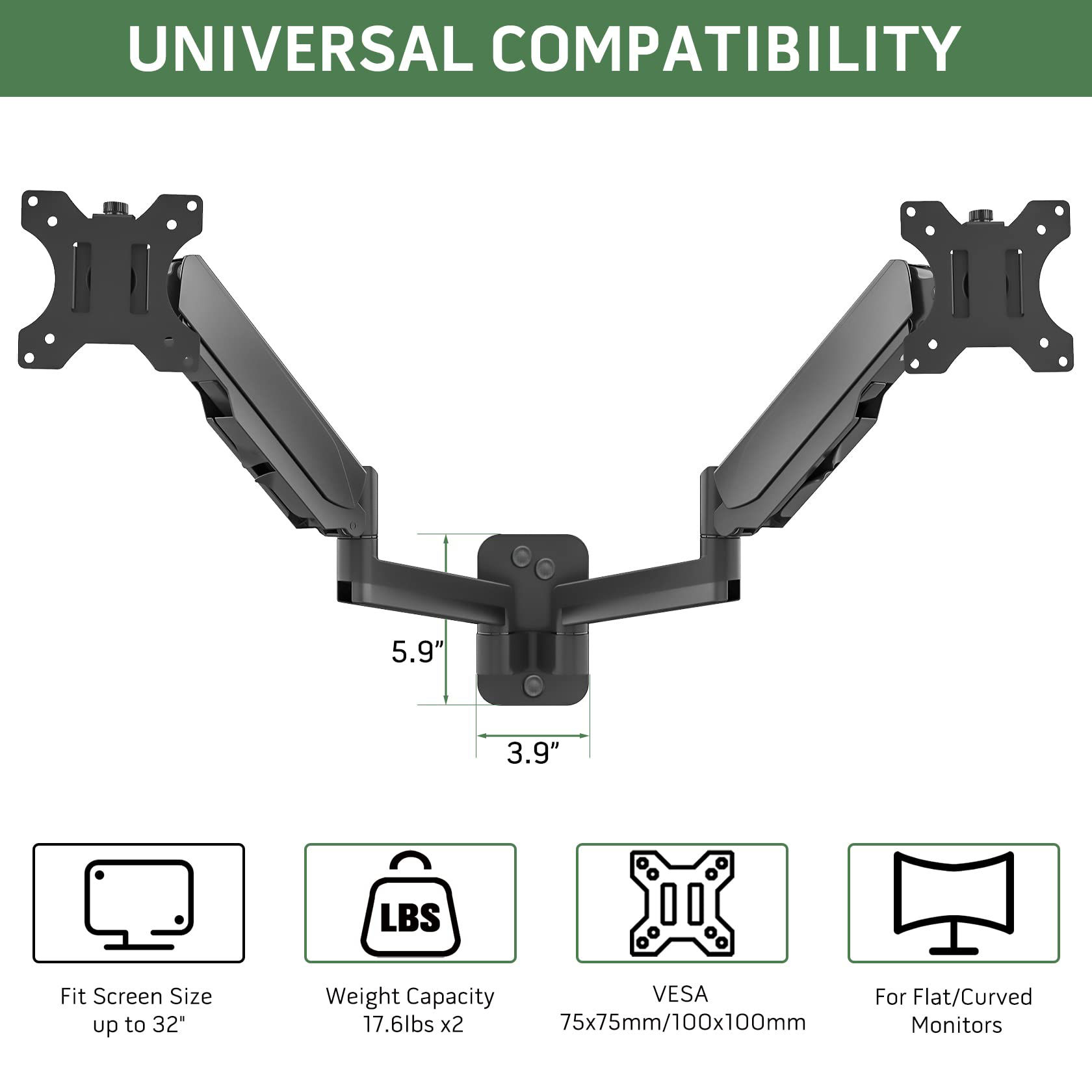 GetUSCart- UPGRAVITY Dual Monitor Wall Mount, Double Monitor Wall Stand ...