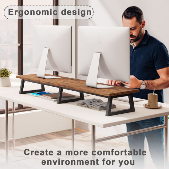 GetUSCart- TEAMIX 42 inch Large [Dual] [Monitor] [Riser],Rustic Brown ...