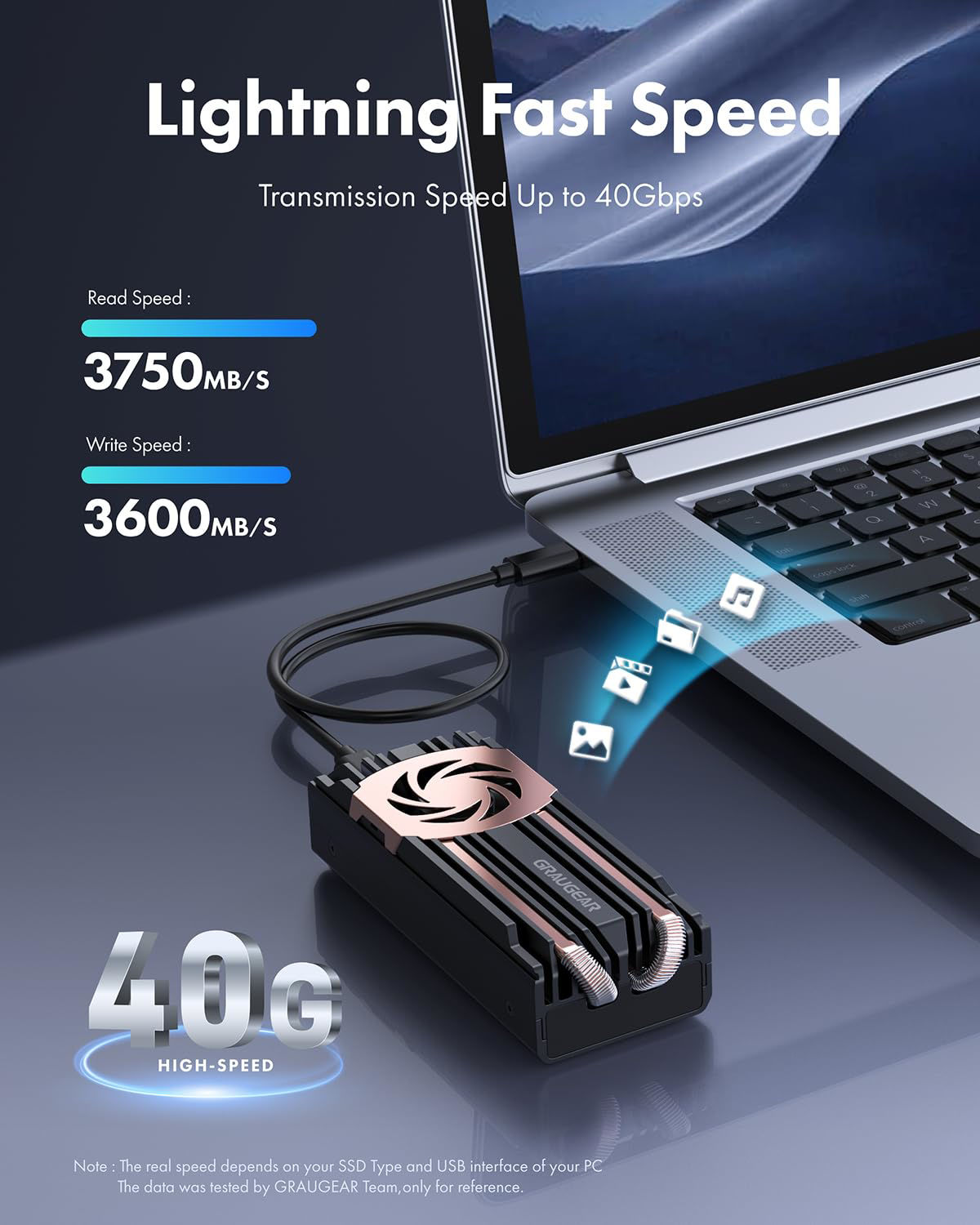 GetUSCart- GRAUGEAR 40Gbps M.2 NVMe SSD Enclosure, USB4 NVMe SSD ...