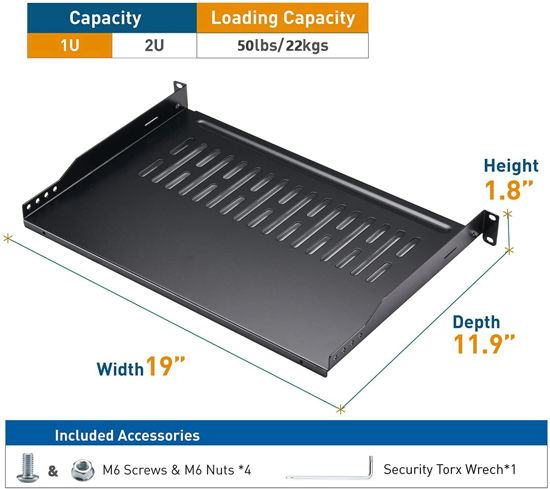 GetUSCart- Rack Shelf 1U Vented Server Rack Mount Cantilever Tray, 50 ...