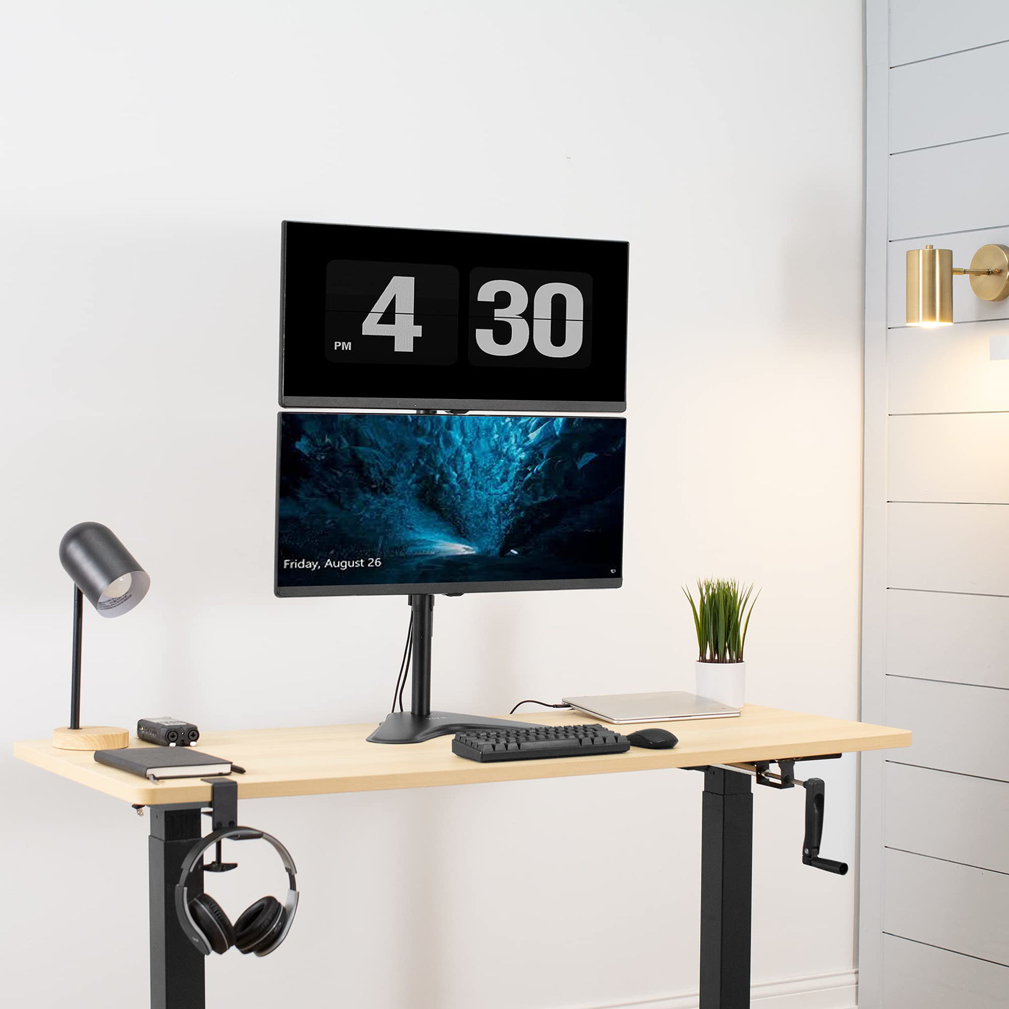 GetUSCart- VIVO Dual Monitor Desk Stand Free-Standing LCD Mount, Holds ...