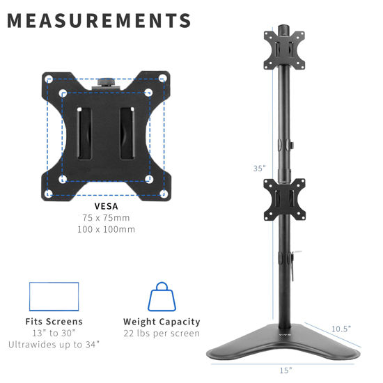 GetUSCart- VIVO Dual Monitor Desk Stand Free-Standing LCD Mount, Holds ...