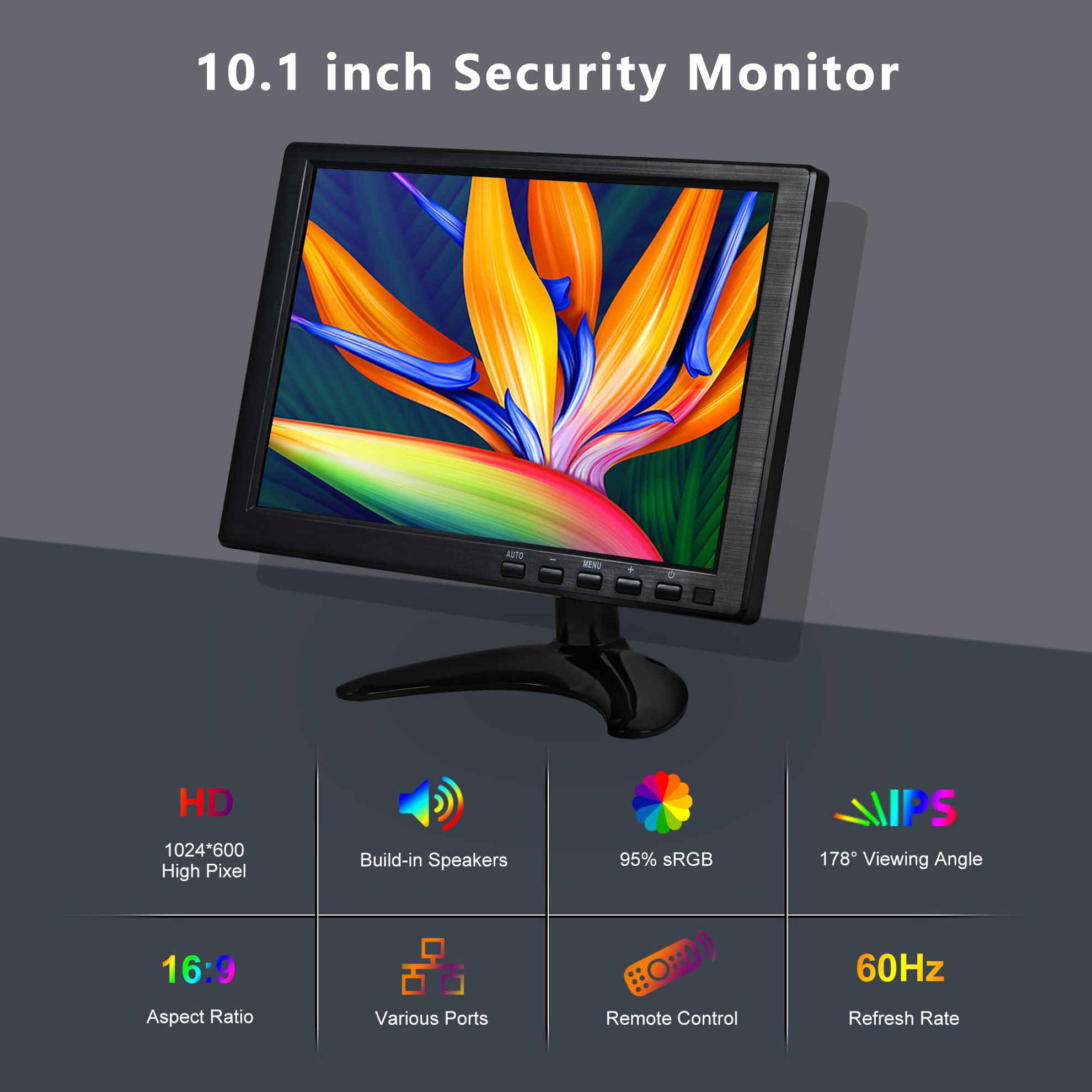 GetUSCart- CCTV Monitor, 10.1 Inch Small Monitor 1024 * 600 IPS ...
