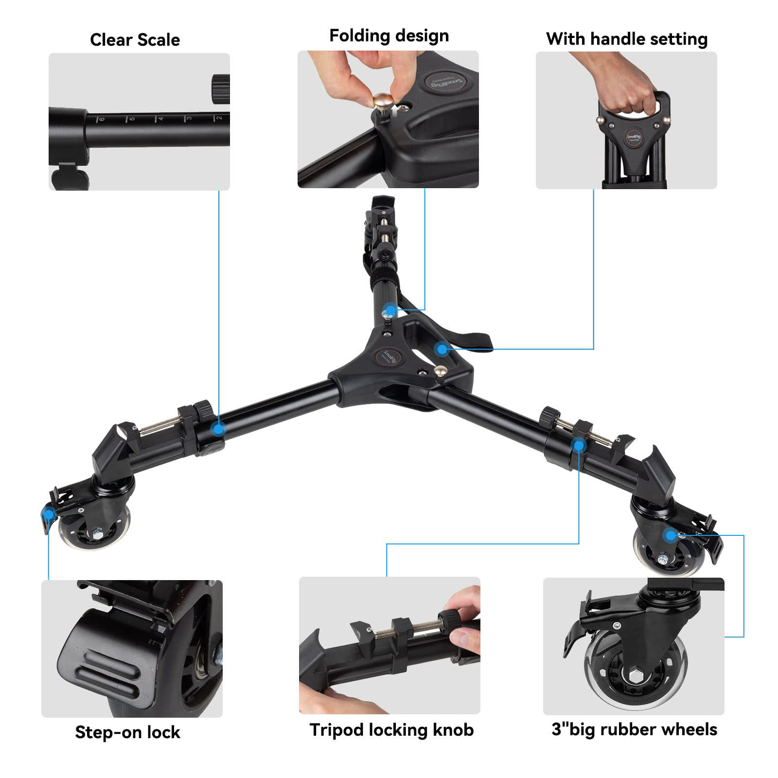 GetUSCart- SmallRig Universal Photography Tripod Dolly, Heavy Duty with ...