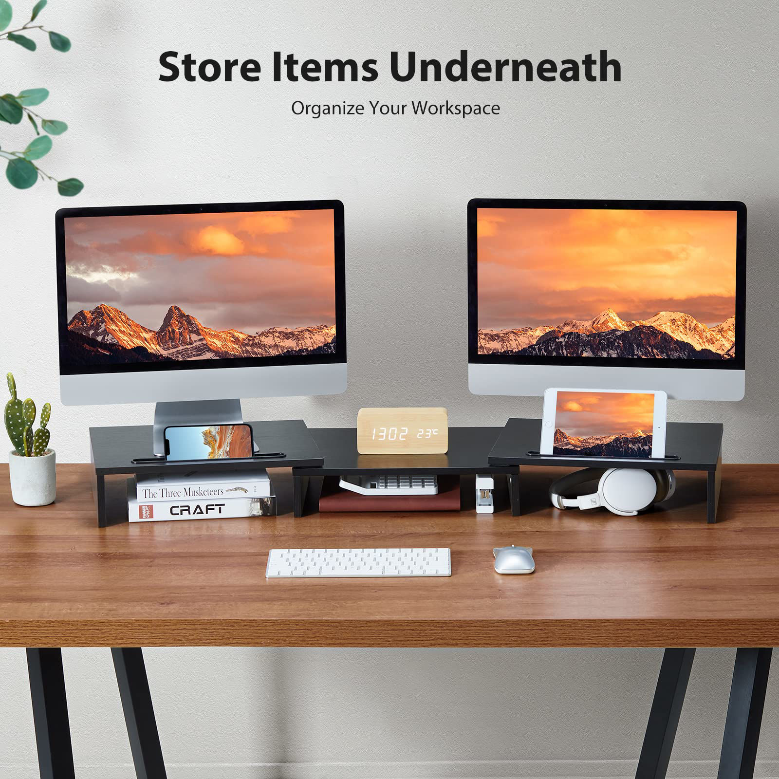 GetUSCart- LORYERGO Dual Monitor Stand for 2 monitors, Monitor Stand ...