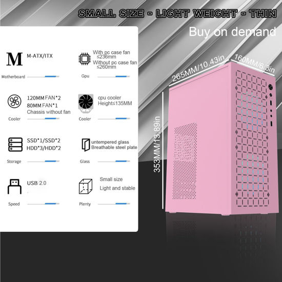 GetUSCart- PINK/matx case,itx case,High Airflow Micro ATX PC Case ...