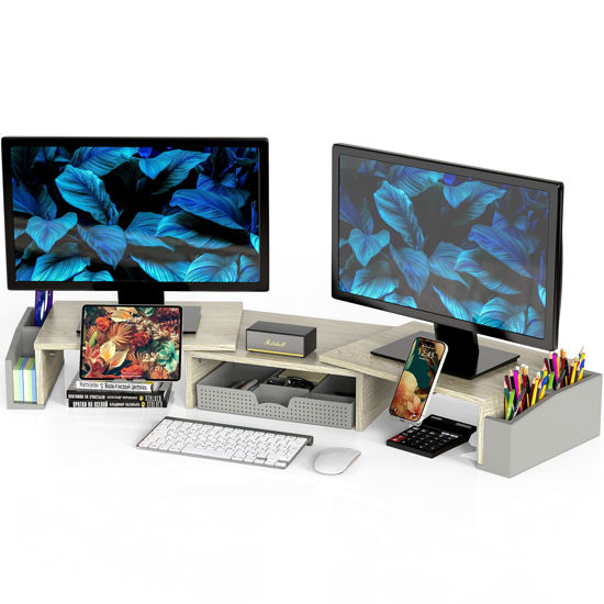 GetUSCart- Simple Houseware Desk Dual Monitor Stand Riser with Drawer ...