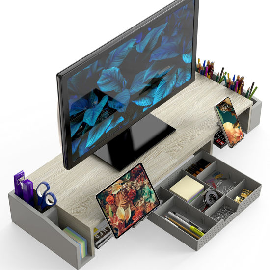 GetUSCart- Simple Houseware Desk Dual Monitor Stand Riser with Drawer ...