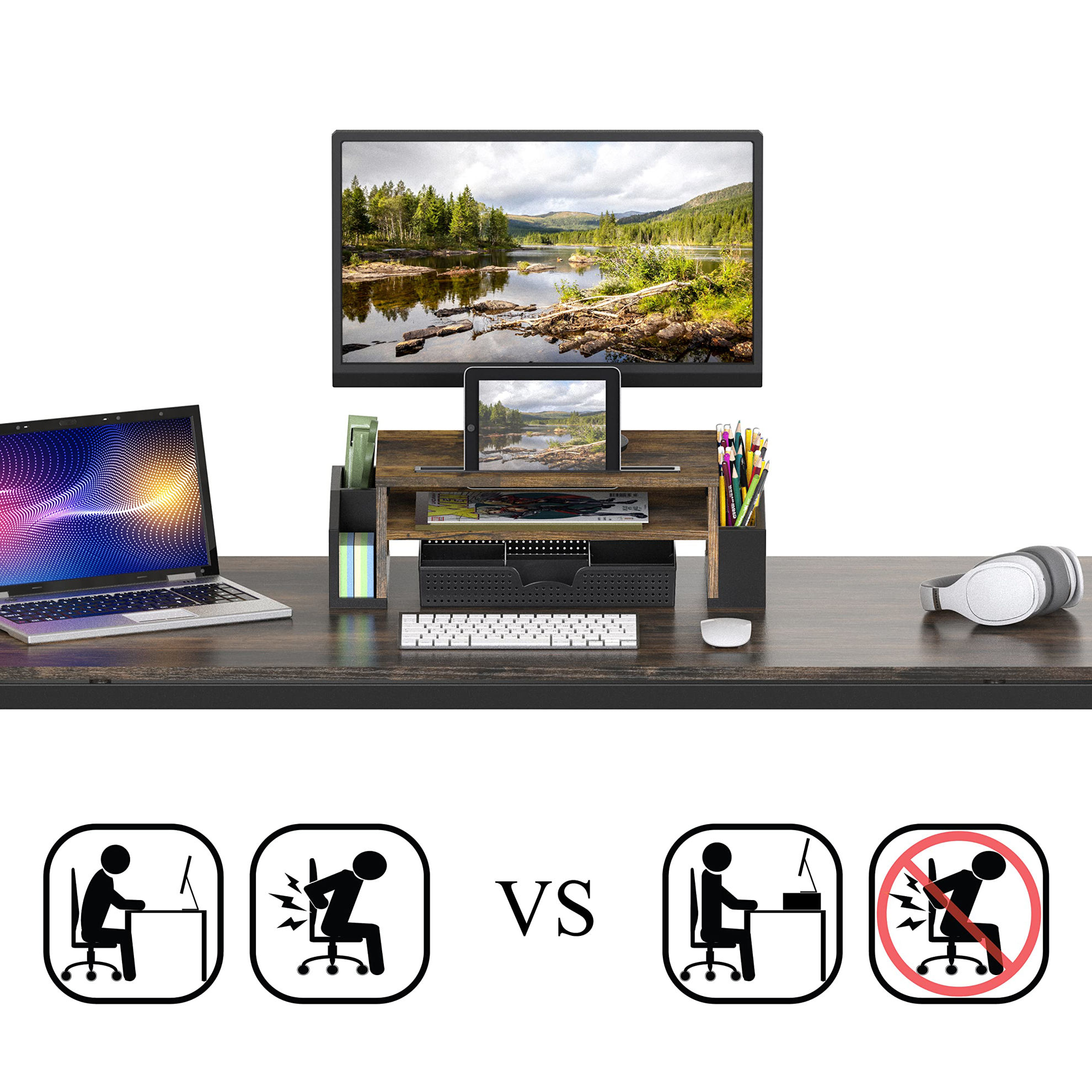 GetUSCart- Simple Houseware Desk Monitor Stand Riser with Adjustable ...