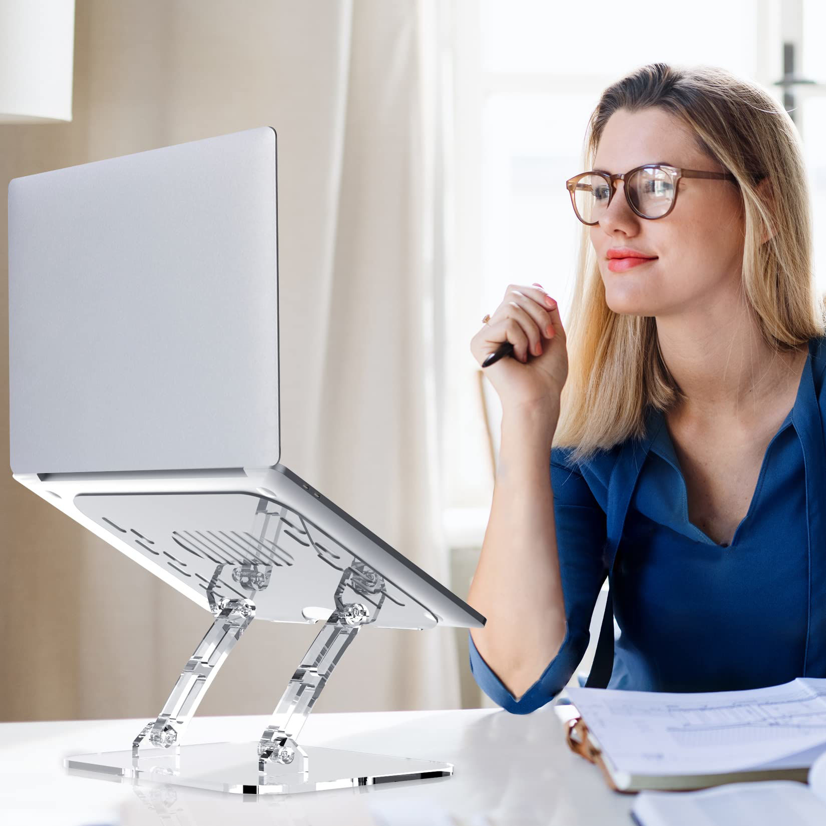 GetUSCart- Lpoake Adjustable Foldable Laptop Stand, Portable Ergonomic ...