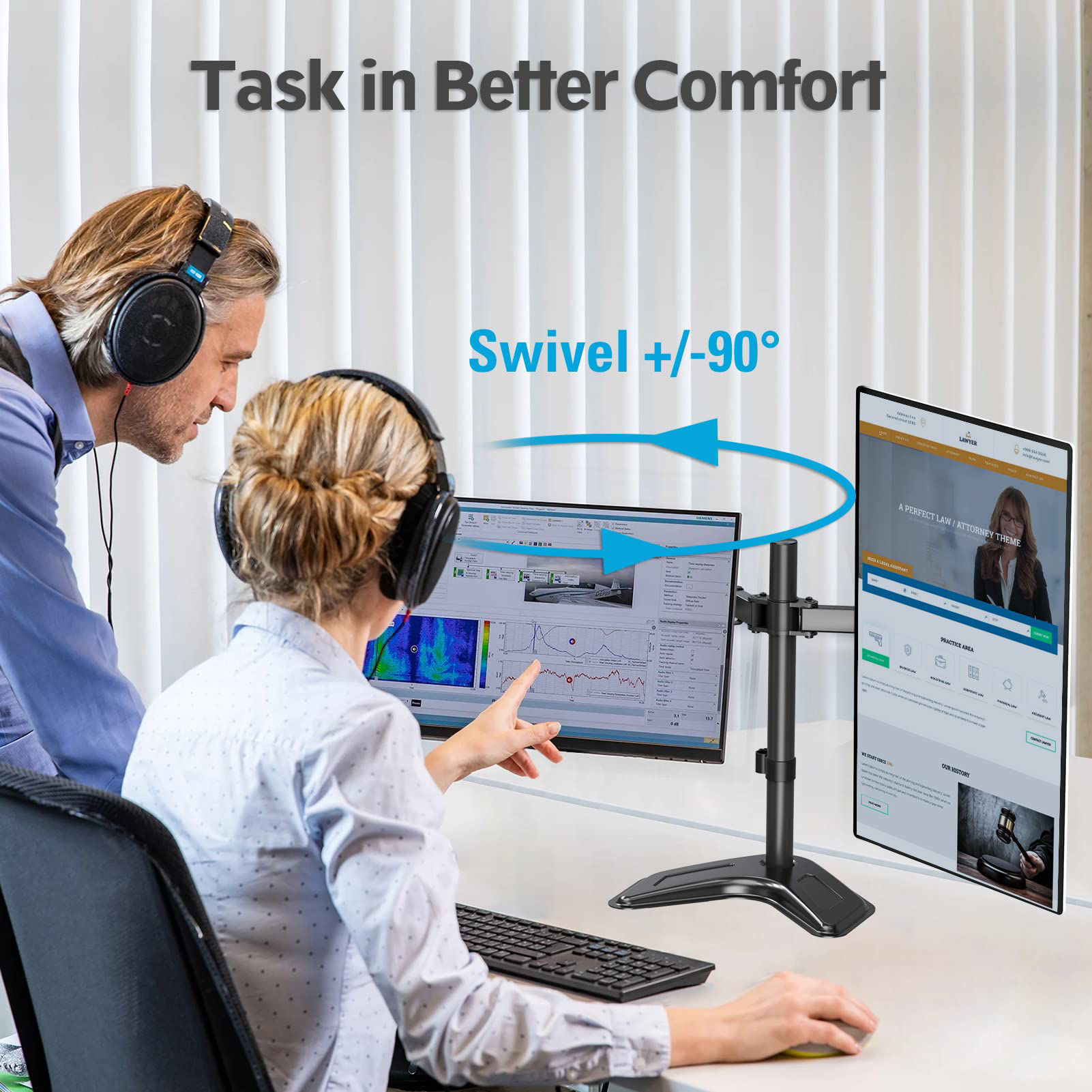 GetUSCart- MOUNTUP Dual Monitor Stand, Free-Standing Monitor Stands for ...