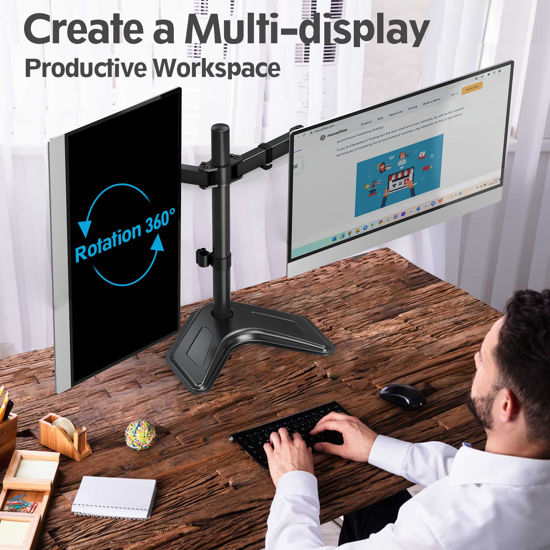 GetUSCart- MOUNTUP Dual Monitor Stand, Free-Standing Monitor Stands for ...