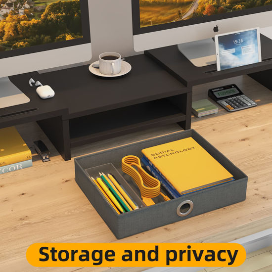 GetUSCart- WESTREE Dual Monitor Stand Riser with Drawer, Adjustable ...