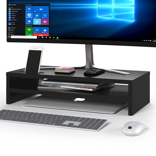 GetUSCart- BONTEC Wood Monitor Stand Riser, 2 Tiers with Storage ...