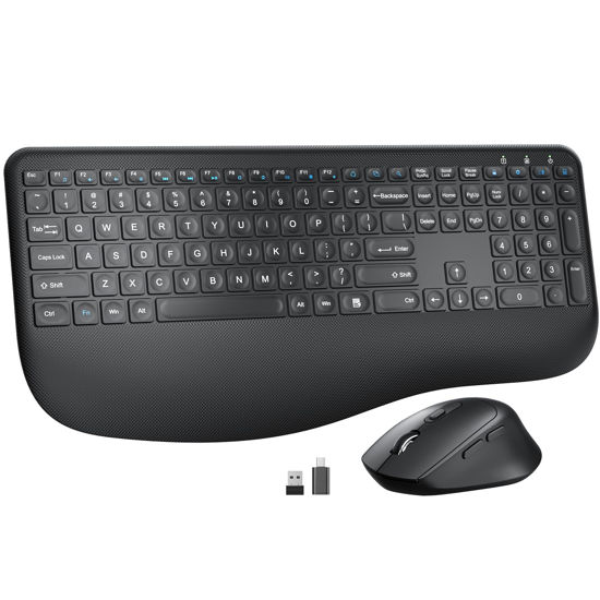 Getuscart Wireless Keyboard And Mouse Combo Edjo 2 4g Full Sized Ergonomic Computer Keyboard