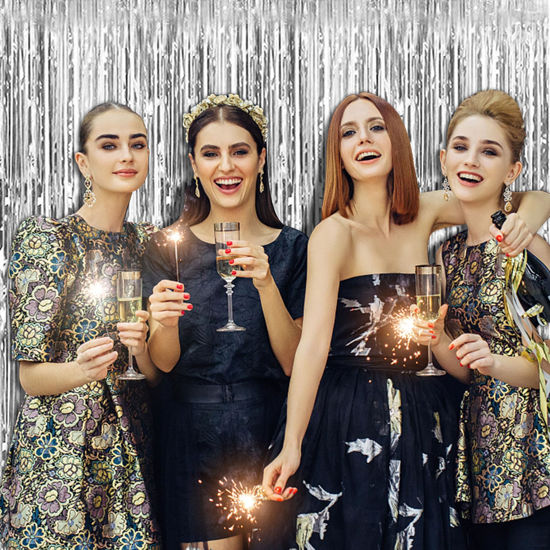 GetUSCart- 20 Pack Silver Backdrop Curtain Party Decorations Foil ...