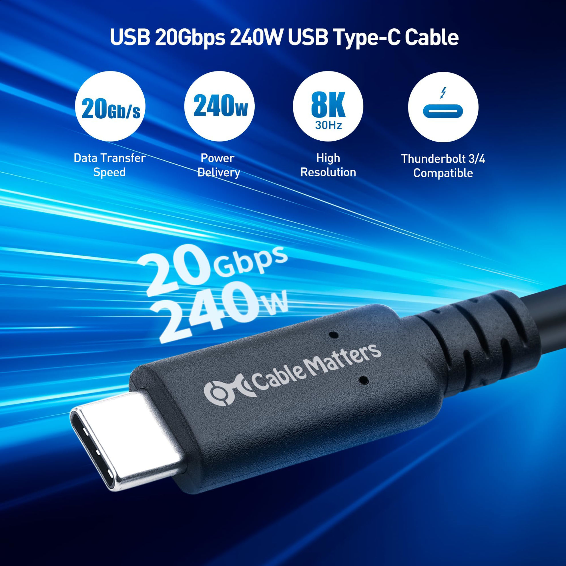 GetUSCart- Cable Matters 20Gbps Long USB4 Cable/USB 4 Cable 9.8ft ...