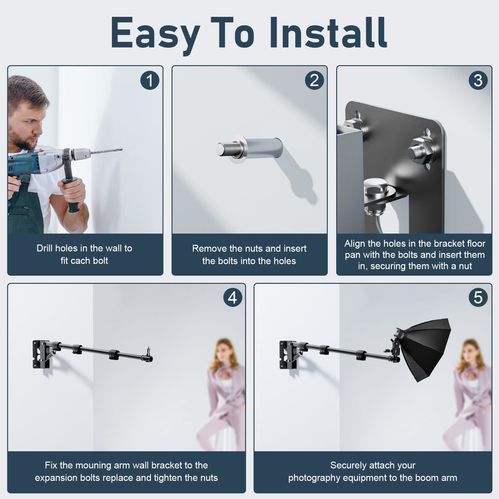 GetUSCart- Anautin Ring Light Mount - Wall Mount Triangle Boom Arm ...