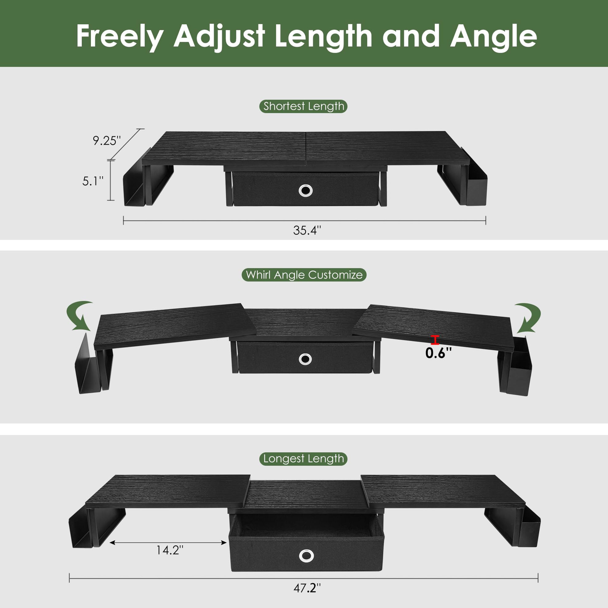GetUSCart- Dual Monitor Stand Riser w/ Drawer & Metal Leg, Large ...